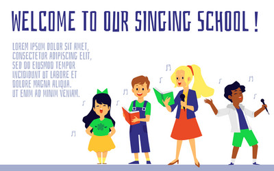 Vocal classes for children banner with singing Vector Image