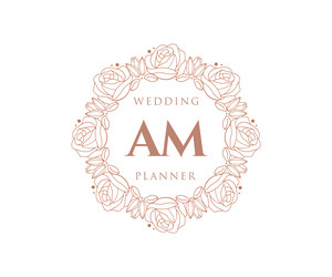 Am initials letter wedding monogram logos Vector Image