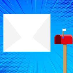 Blank big white envelope beside red mailbox Vector Image