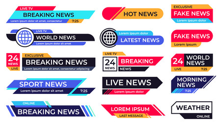 Tv title broadcasting banner graphic interfaces Vector Image