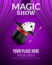 Cartoon magician on circus stage Royalty Free Vector Image