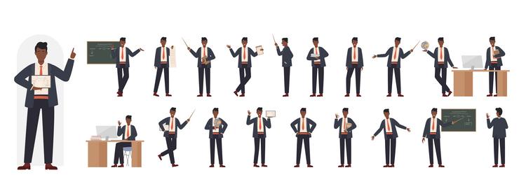 Young male teacher showing different poses Vector Image