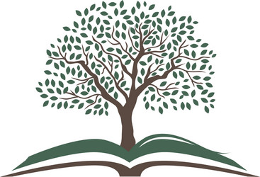 One line drawing of knowledge tree book Royalty Free Vector