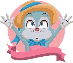 Rabbit with hat cartoon Royalty Free Vector Image