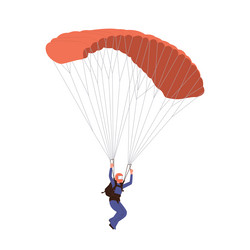 Man paratrooper cartoon character using parachute Vector Image
