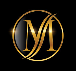 Golden monogram circle logo initial letter m Vector Image
