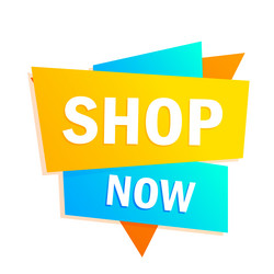 Shop now blue and green banner design Royalty Free Vector