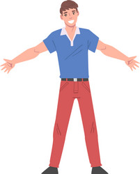 Young people standing with wide open arms set Vector Image