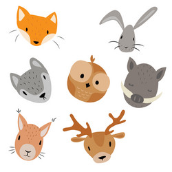 Set stylized animals collection cartoon Royalty Free Vector