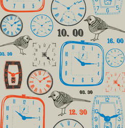 Clock with flying birds Royalty Free Vector Image