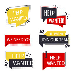 Gradient help wanted badges Royalty Free Vector Image