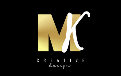Outline letters mk m k logo with a minimalist Vector Image