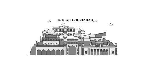 India hyderabad tourism landmarks city Royalty Free Vector