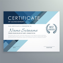 Blue certificate template design Royalty Free Vector Image
