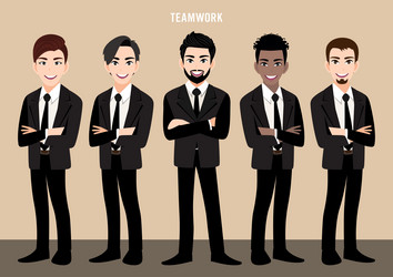 Cartoon character with business team set Vector Image