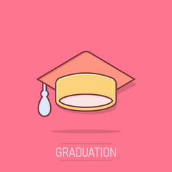 Graduation cap icon in comic style education hat Vector Image