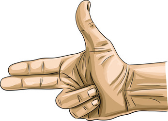Human hand in shoot gun gesture Royalty Free Vector Image