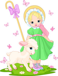 Easter duckling with shepherdess staff Royalty Free Vector