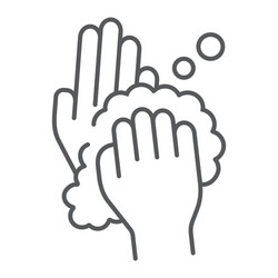 Rub hands palm to thin line icon wash Royalty Free Vector