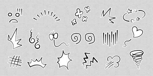 Manga or anime comic emoticon element graphic Vector Image