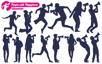 Promotion with megaphone silhouettes Royalty Free Vector