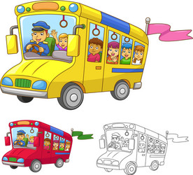 School bus with kids Royalty Free Vector Image