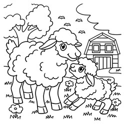 Sheep animal isolated coloring page for kids Vector Image