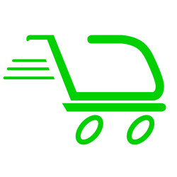 Simple symbol fast moving shopping cart Royalty Free Vector