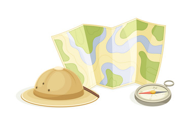 Expedition map depicting geography and route Vector Image