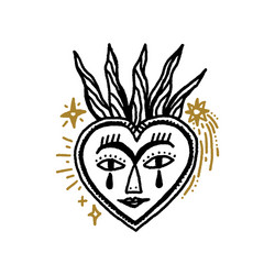 Sacred heart engraving Royalty Free Vector Image