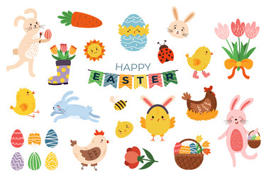 Collection of easter icons featuring traditional Vector Image