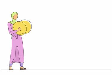 Continuous one line drawing arab female musician Vector Image