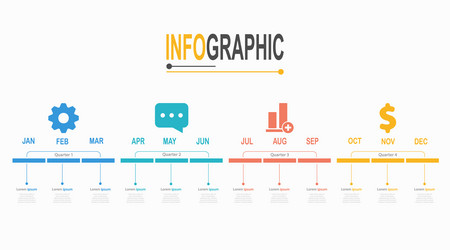 Infographic timeline template 12 steps Royalty Free Vector
