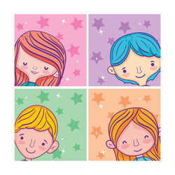 Set of cute kids cartoons cards Royalty Free Vector Image