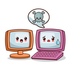 Kawaii cartoon technology and social media Vector Image