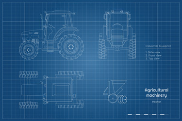 Isolated tractor side front top view Royalty Free Vector
