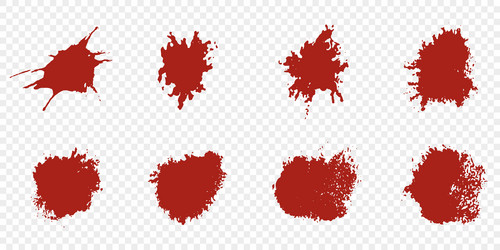 Blood drip spatter set paint ink stain texture Vector Image