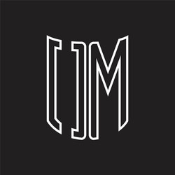 Om logo monogram with octagonal ribbon style Vector Image