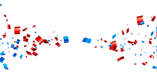 Follow us sign over cut out ribbon confetti Vector Image