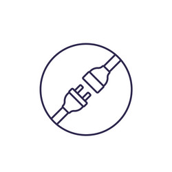 Electric plug with power connector linear icon Vector Image