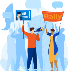 Protest people banner crowd group demonstration Vector Image
