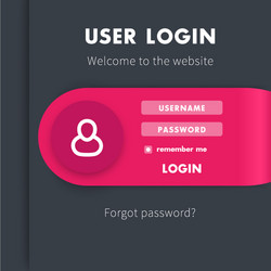 Elegant login ui template form design Royalty Free Vector