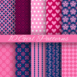 10 abstract vintage seamless patterns tiling Vector Image