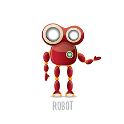 Funny cartoon red friendly robot character Vector Image