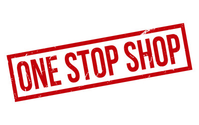 Red one stop shop rubber stamp seal Royalty Free Vector