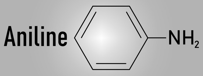 Aniline molecule skeletal formula Royalty Free Vector Image