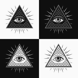 Composition with all seeing eye third Royalty Free Vector