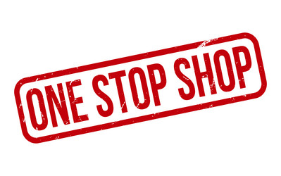 Red one stop shop rubber stamp seal Royalty Free Vector