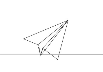 Paper plane line drawing continuous one lineart Vector Image