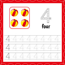 Cards with numbers for children trace the line Vector Image